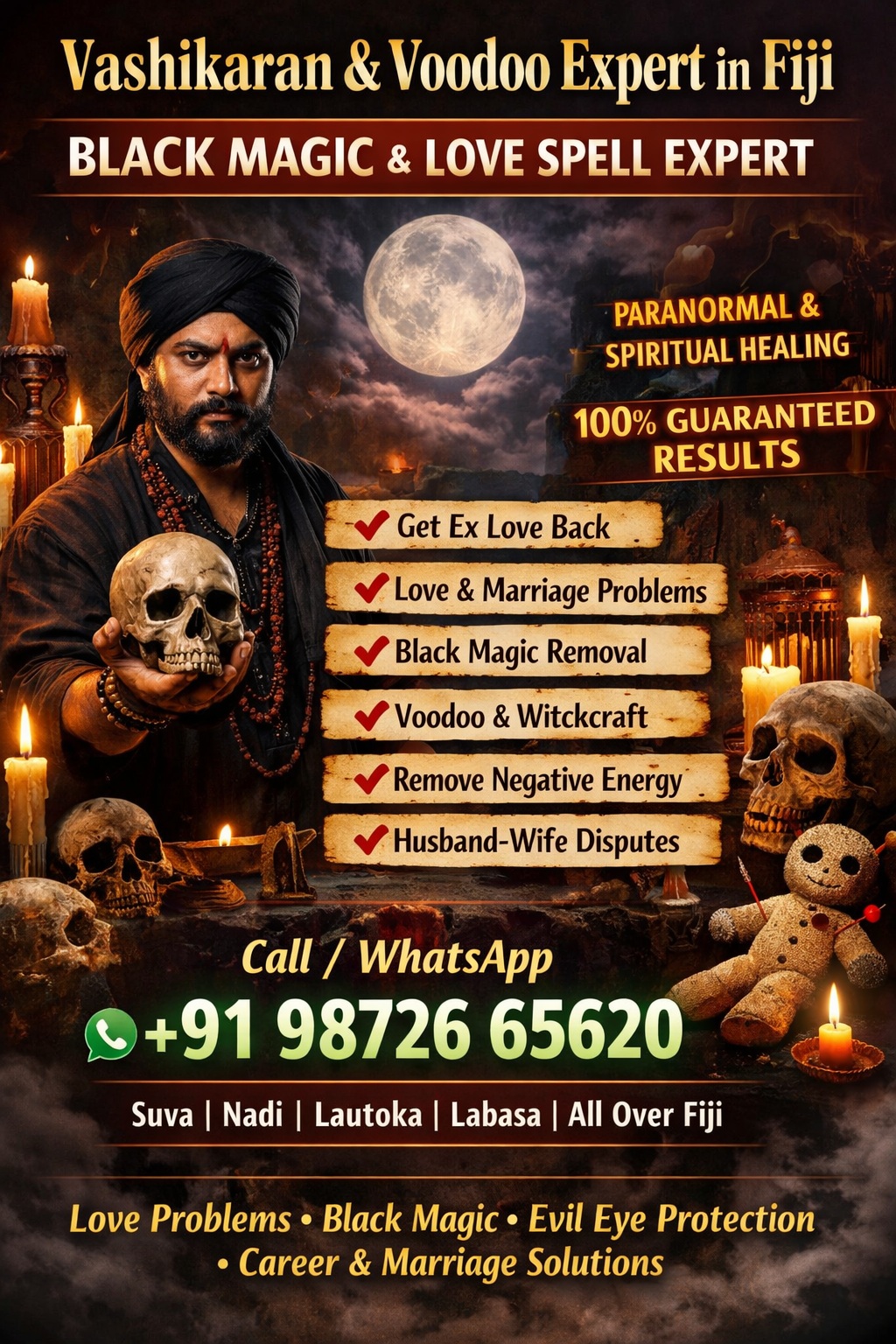 Vashikaran & Voodoo Expert Fiji –Black Magic Expert Suva - GURU JI